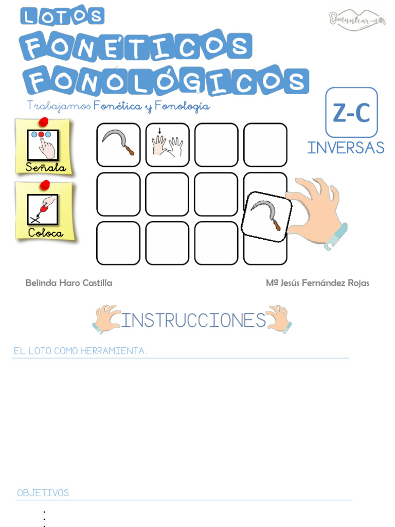 Loto - Letras Z y C - Fonema en Sílaba Inversa | PDF | Fonética | Fonema