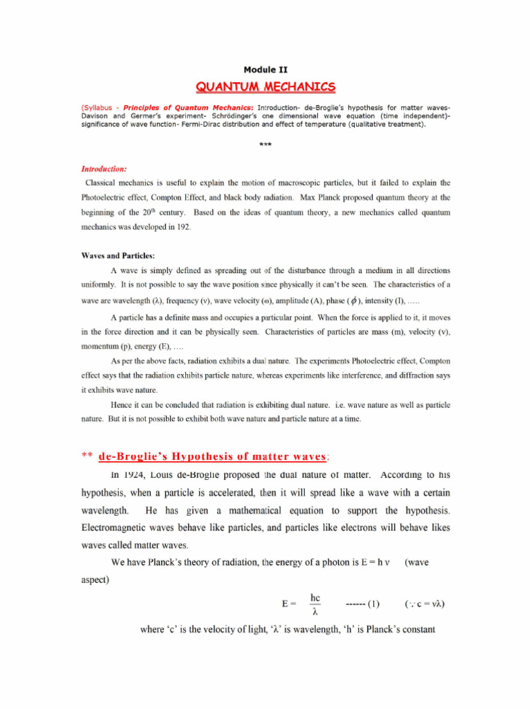 Module2 QuantumMechanics | PDF