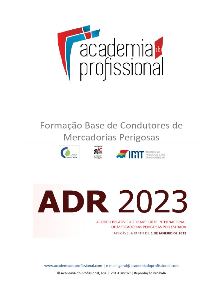 1735905527 Curso Base Manual Formando ADR2023 v1 | PDF | Transporte