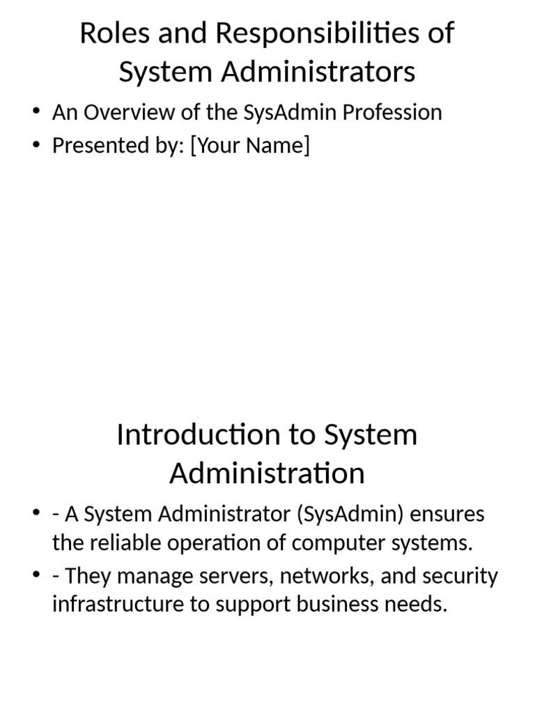 System Administrator Focused Roles Presentation | PDF | System ...