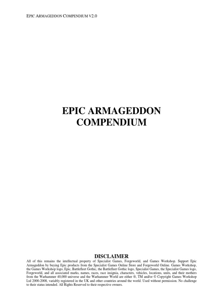 Epic Compendium | PDF | Infantry | Wars & Military
