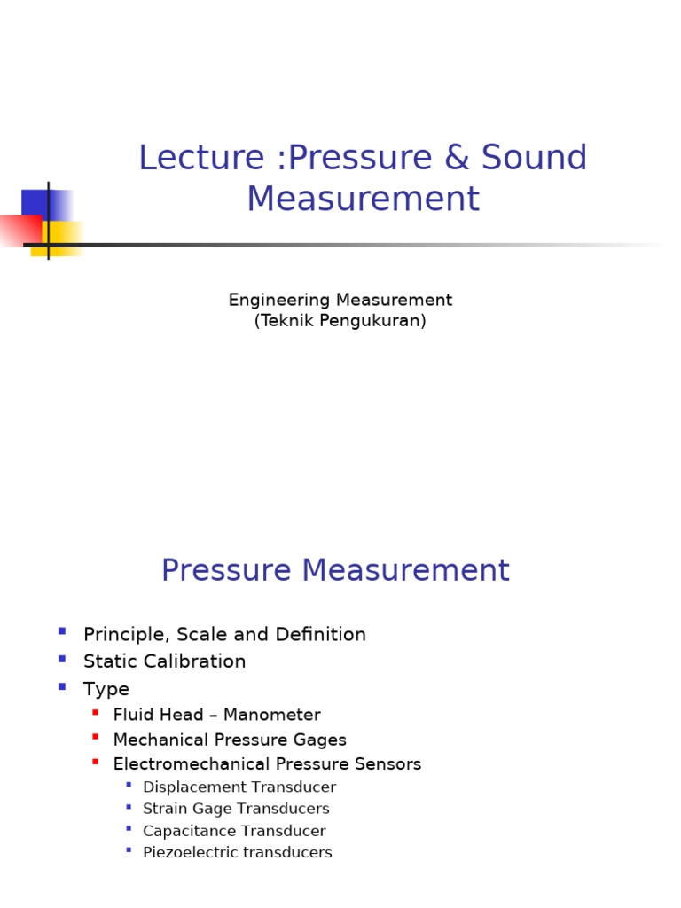 07TKM328lect 09. Pressure & Sound Measurement | PDF | Pressure ...