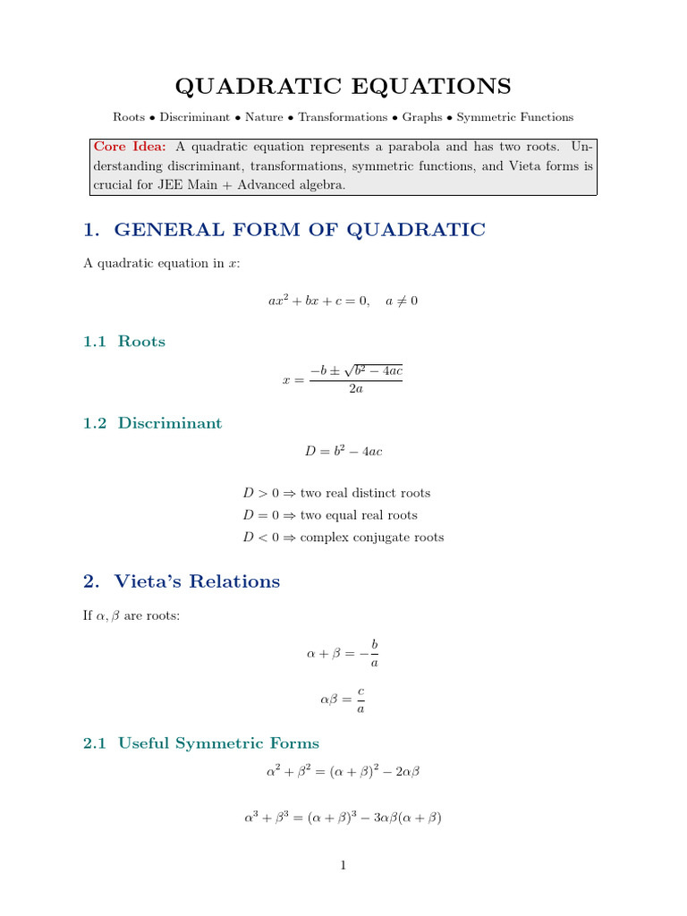 Quadratic Equations | PDF | Quadratic Equation | Mathematical Analysis