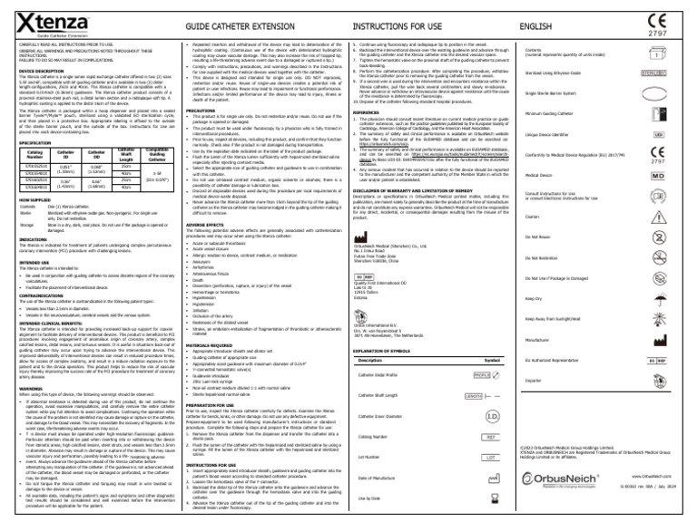 Appendix 2-2 Xtenza IFU G-00363 Rev 00A (SZ) | PDF | Percutaneous ...