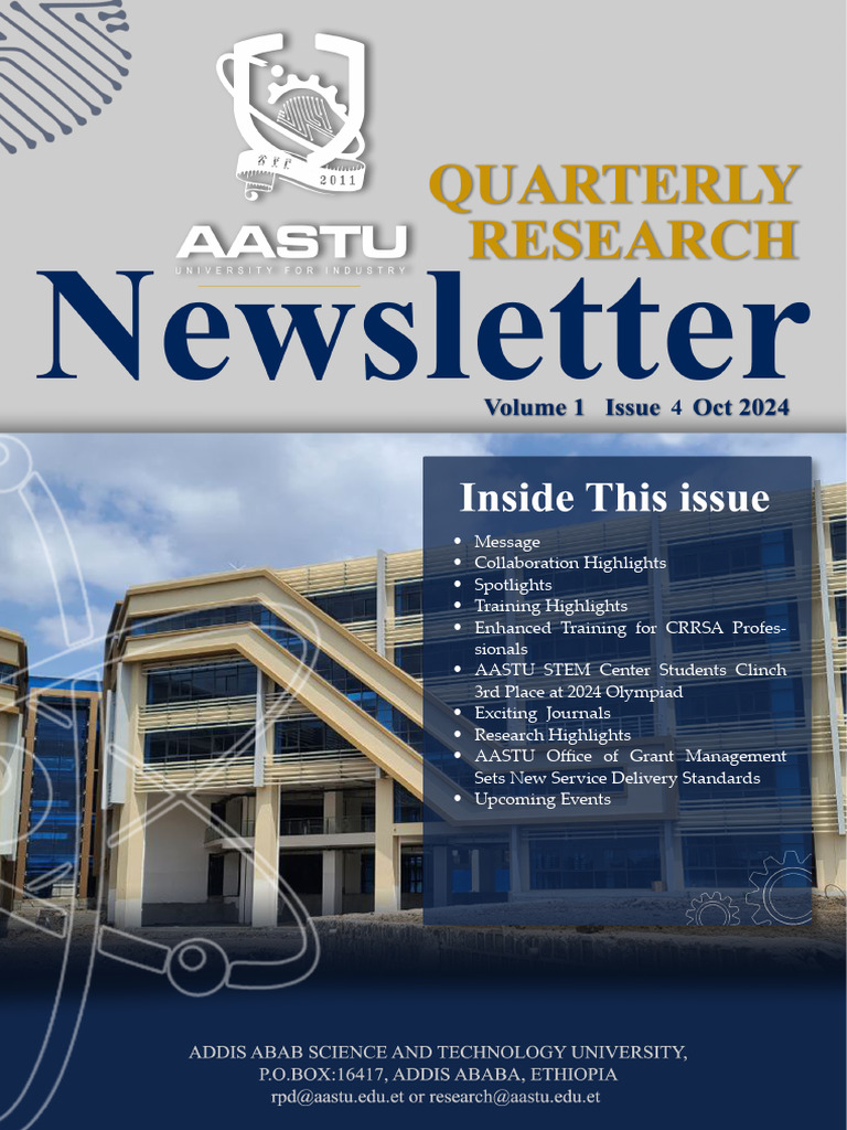 AASTU-Quarterly Research Newsletter Volume 1 Issue 4 Oct 2024 | PDF ...