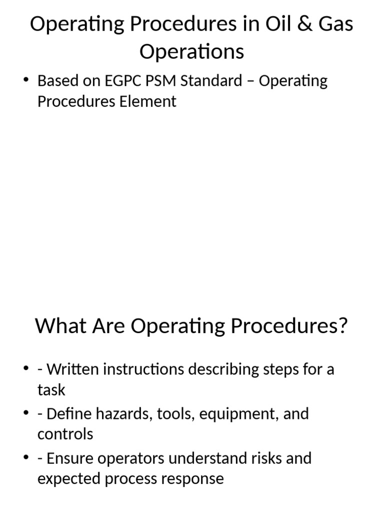 Essential Operating Procedures in Oil & Gas | PDF