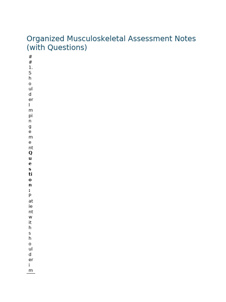 Musculoskeletal Assessment Guide | PDF | Elbow | Anatomical Terms Of Motion