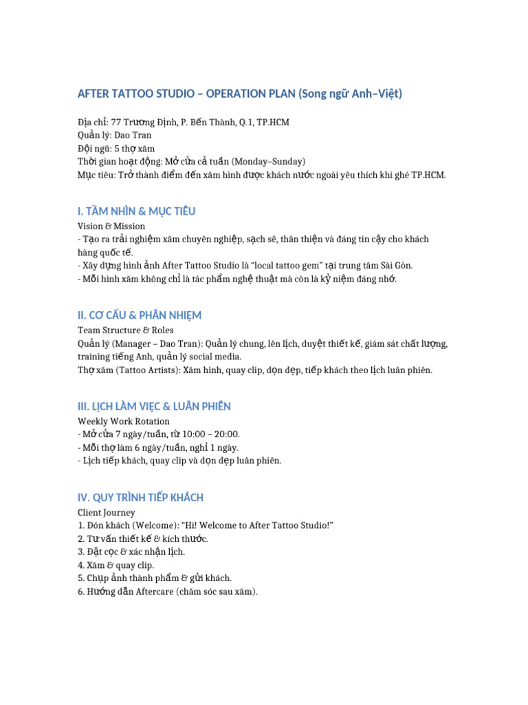 After Tattoo Operation Plan | PDF