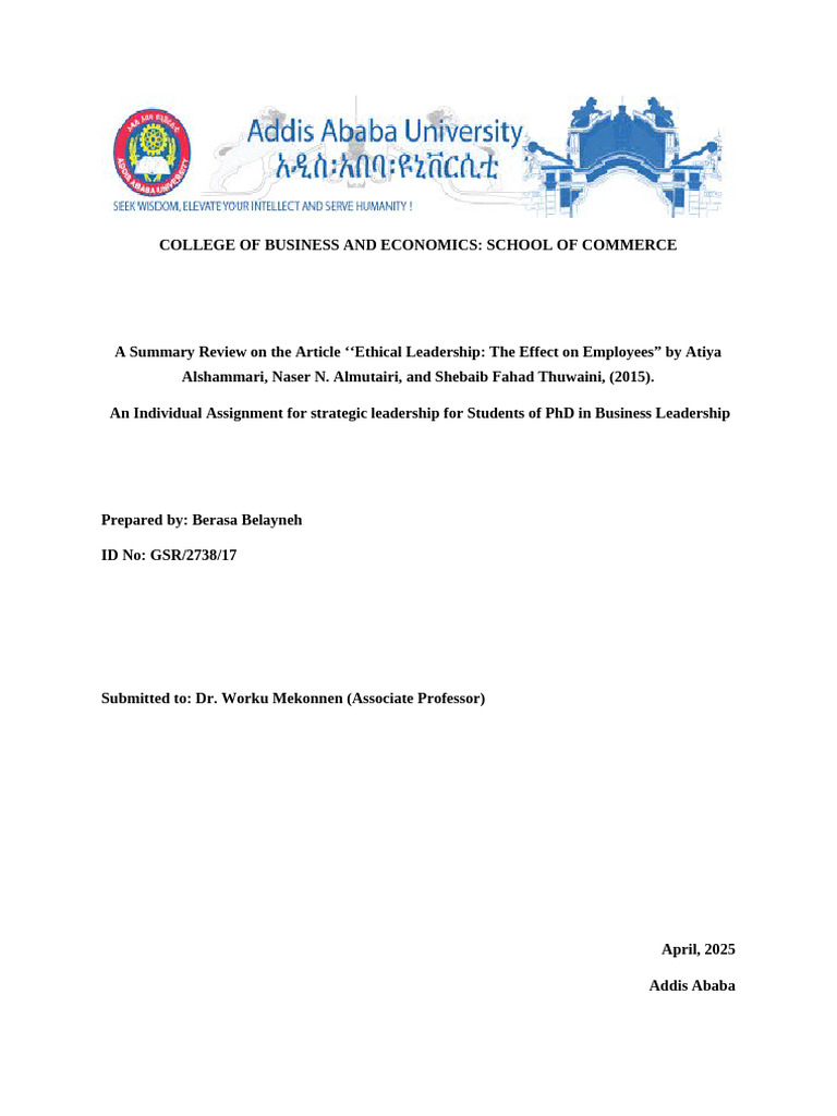 Berasa Belayneh an Article Reviw on EL n Employee | PDF | Leadership ...