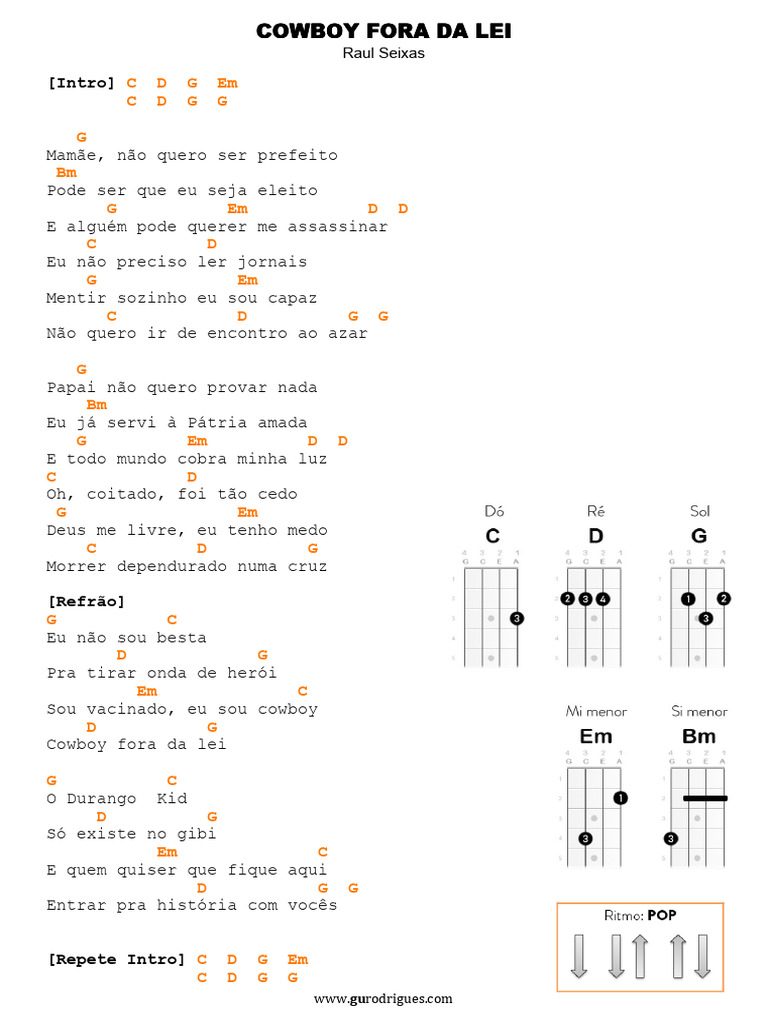 Letra da Música Cowboy Fora da Lei | PDF
