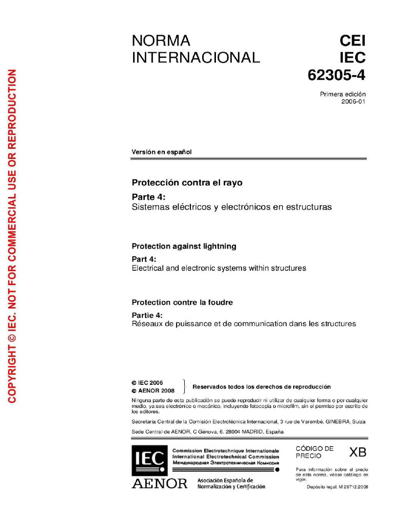IEC 62305-4 - 2006 - Proteccion Contra El Rayo - Sistemas Electricos y ...