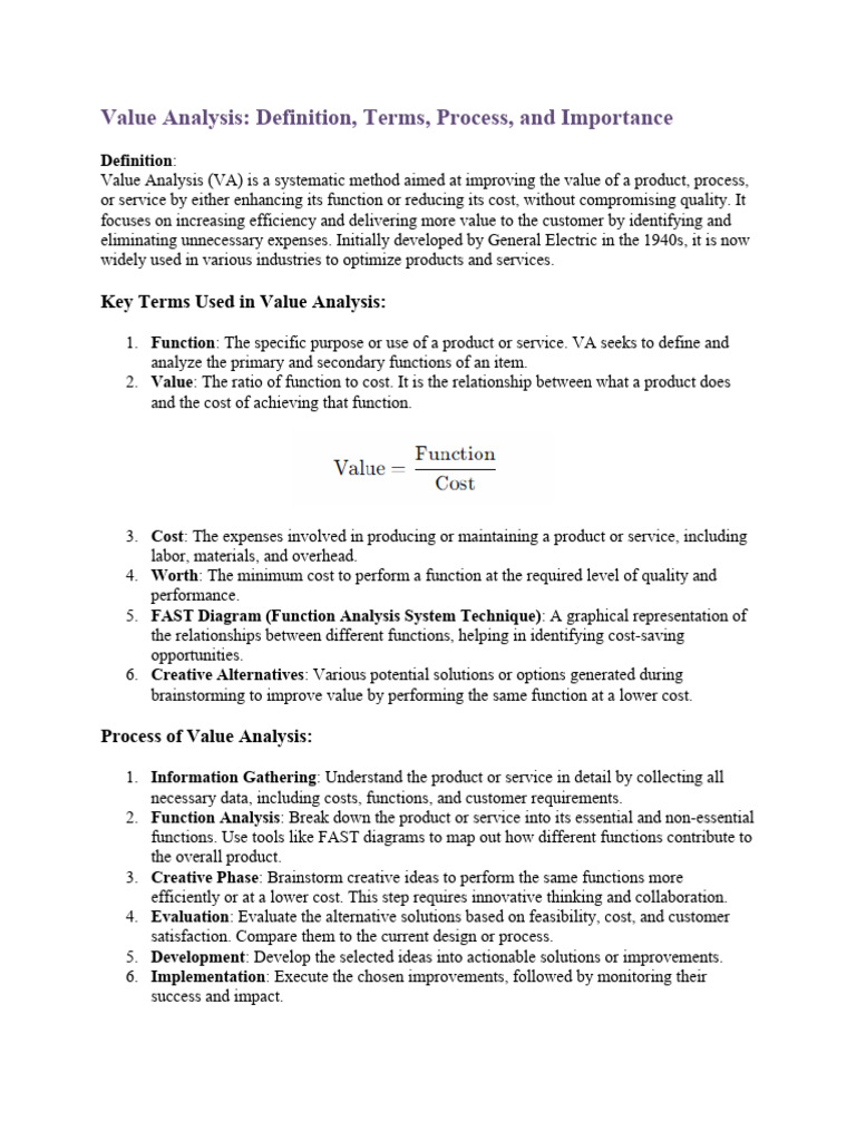 Unit 5 - Value Analysis (VA) and Cost Control | PDF | Waste | Waste ...