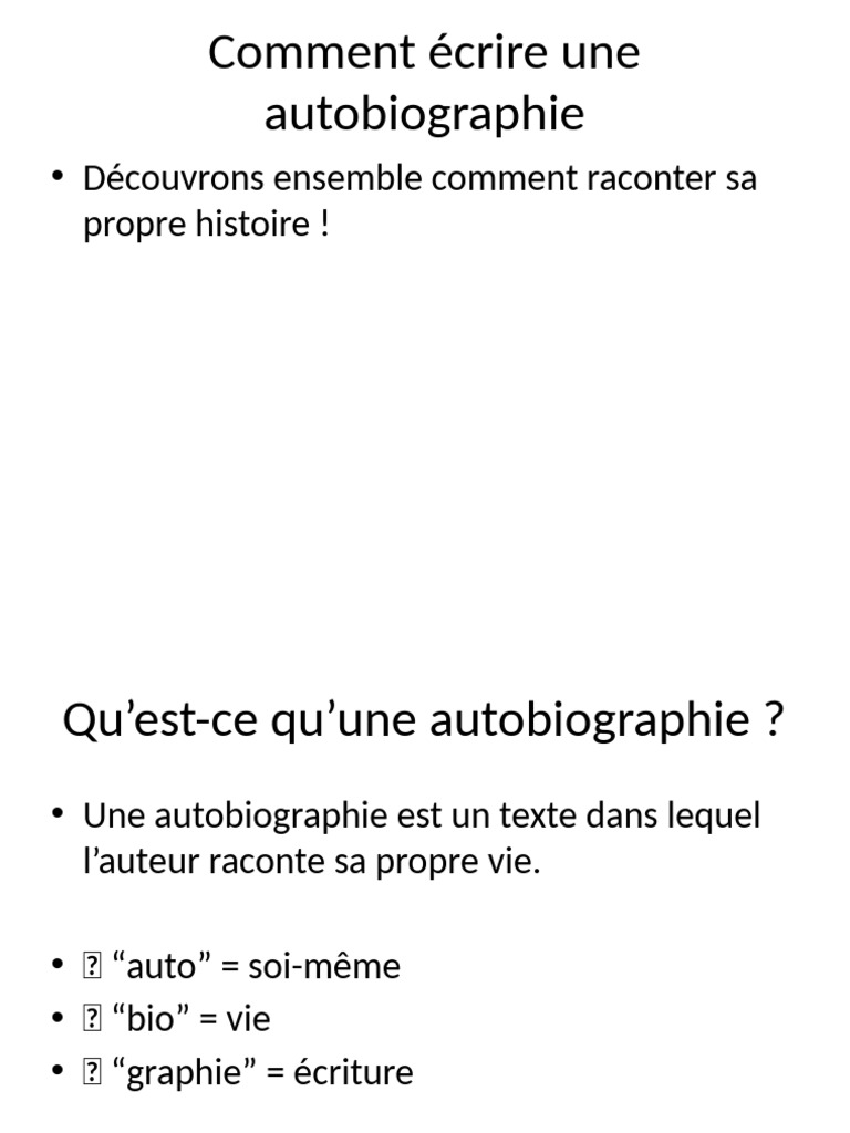 Guide pour écrire une autobiographie | PDF