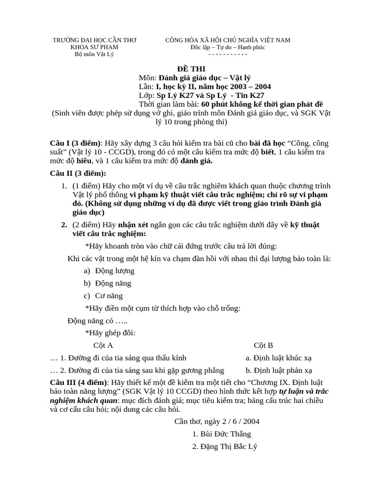 Danh Gia Giao Duc Vat Ly | PDF