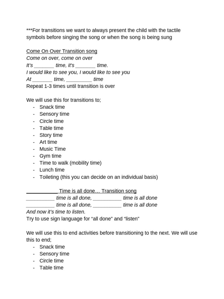 Transition Songs | PDF