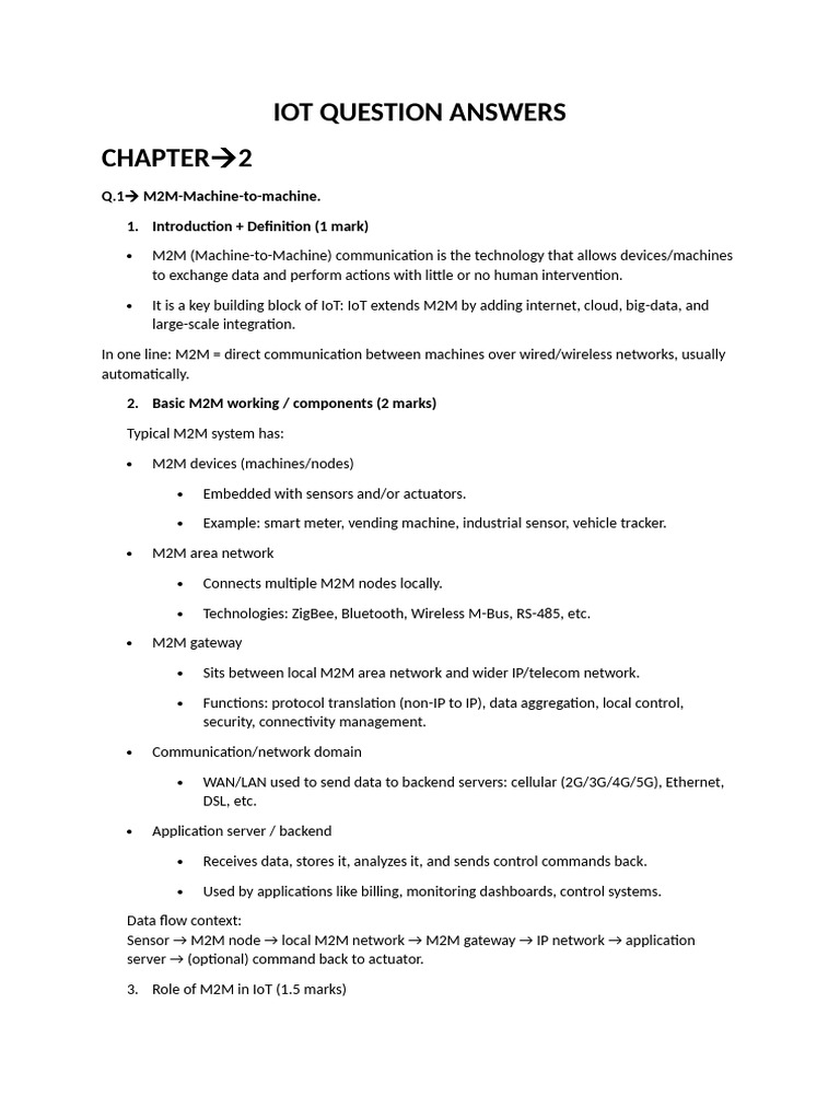 Iot Question Answers 2 | PDF | Internet Of Things | Computer Network