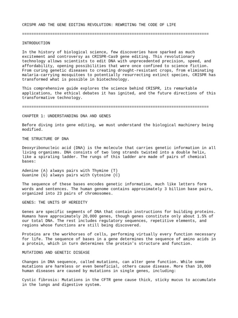 CRISPR Gene Editing Revolution | PDF | Crispr | Dna