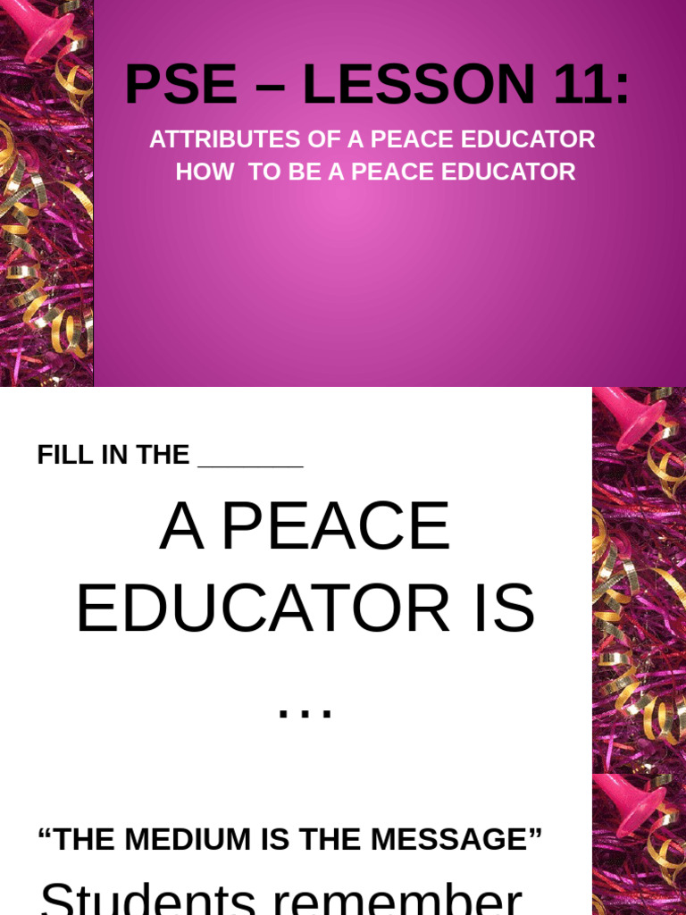 Pse Lesson 11 Attributes of A Peace Educator Updated | PDF | Teachers ...