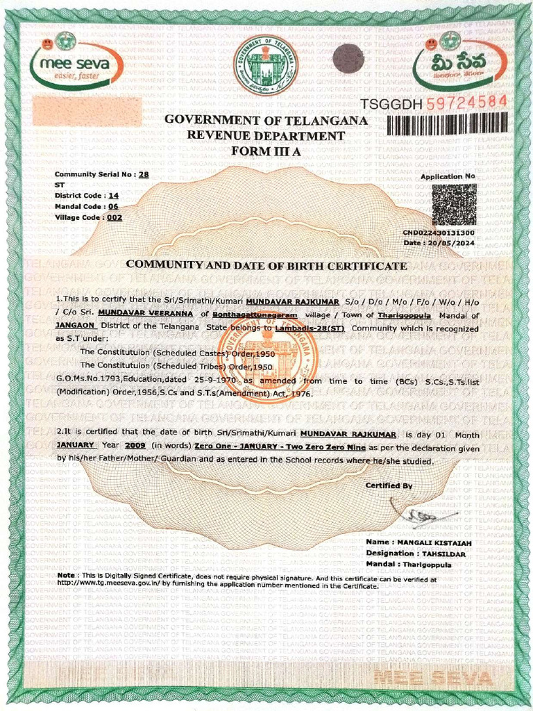 Caste Certificate | PDF