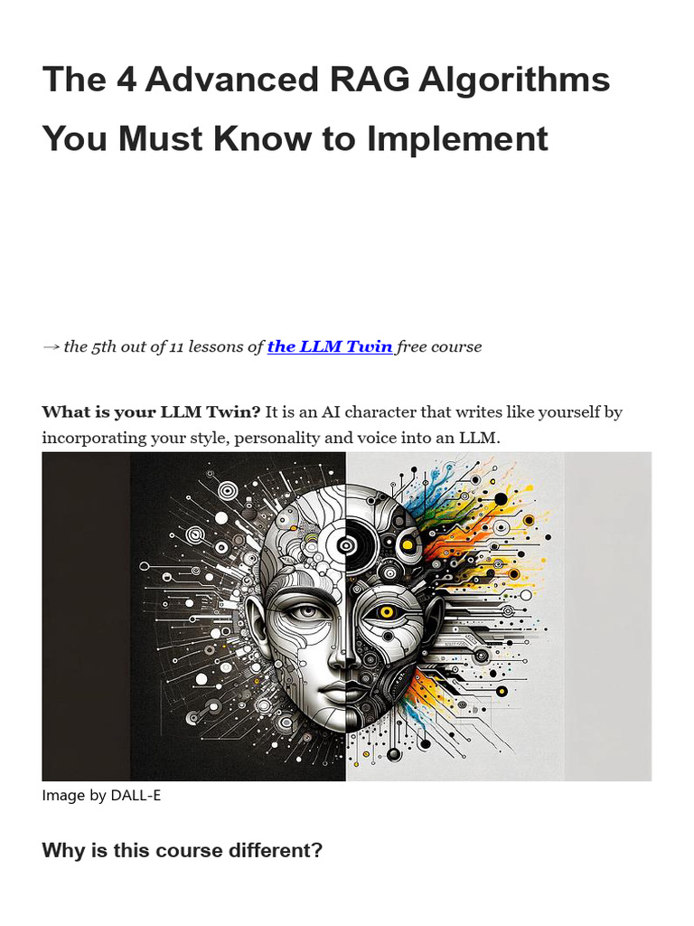 Advanced RAG Algorithms You Must Know | PDF | Information Retrieval | Tag (Metadata)