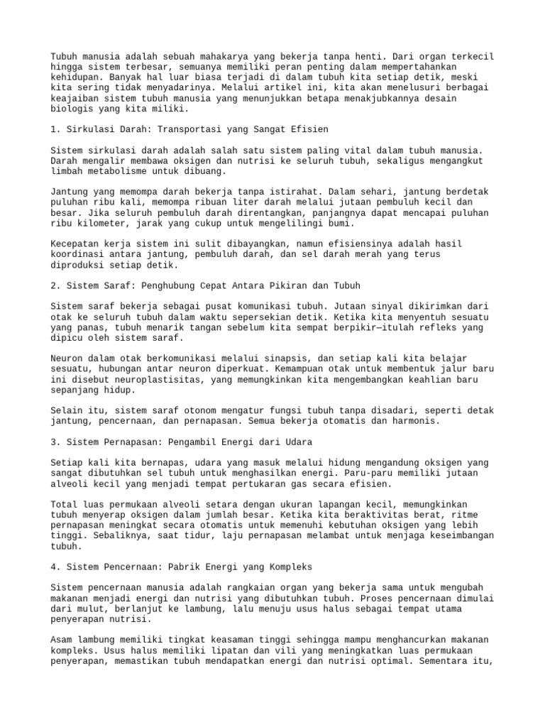 Keajaiban Sistem Tubuh Manusia | PDF