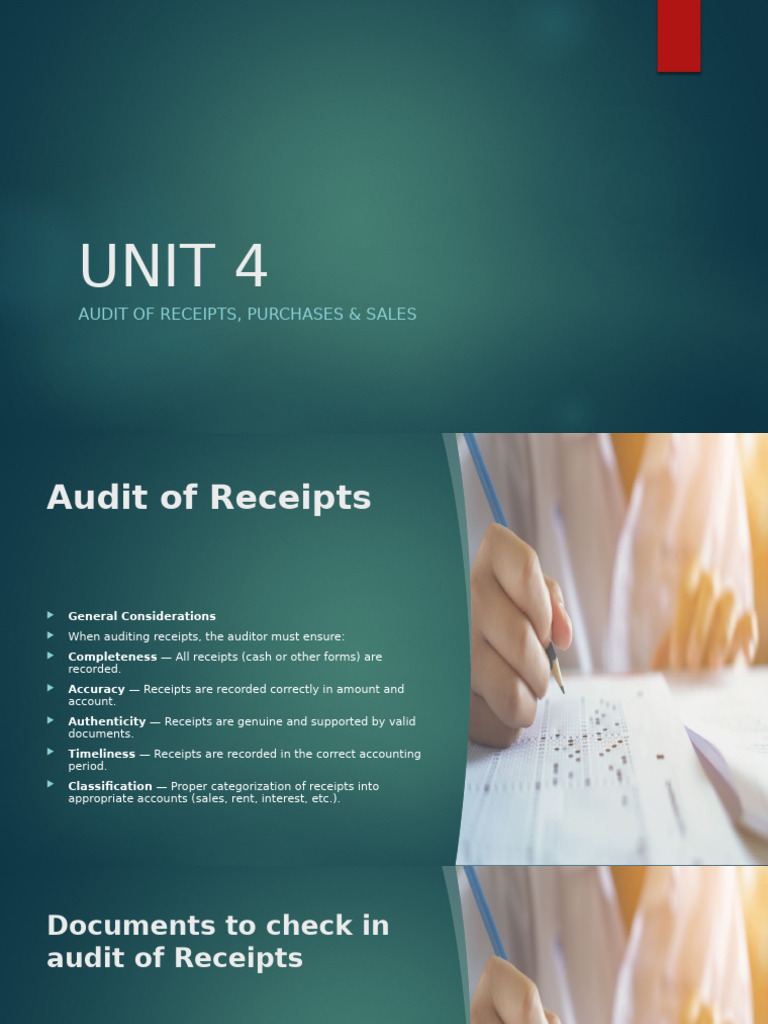 Unit 4 Auditing (1) | PDF | Receipt | Audit