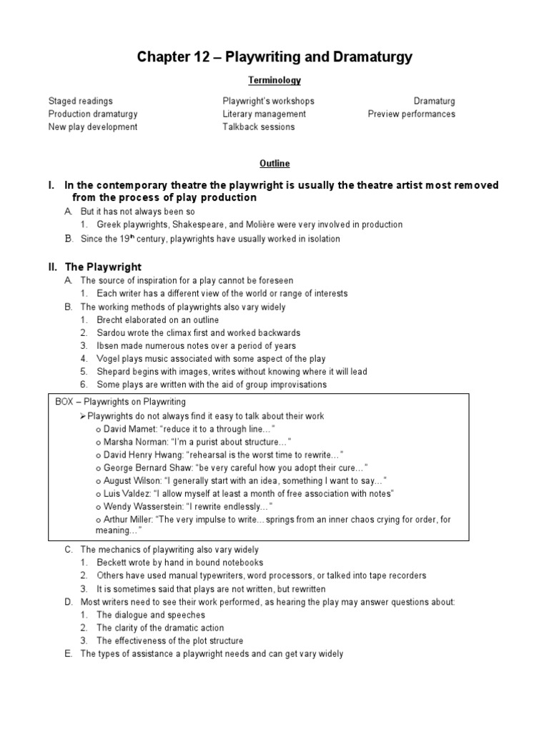 The Role of the Playwright and Dramaturg in Developing New Works | PDF | Playwright | Play (Theatre)