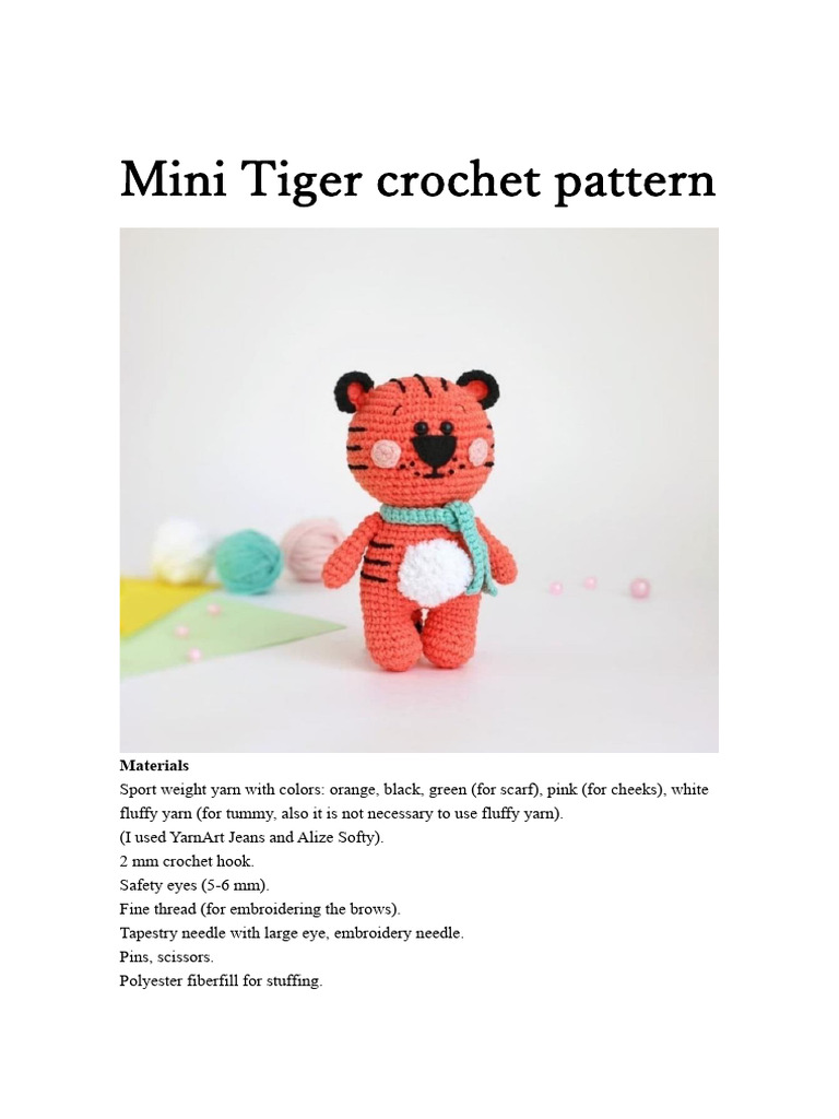 Mini Tiger Crochet Pattern | PDF | Yarn | Crochet