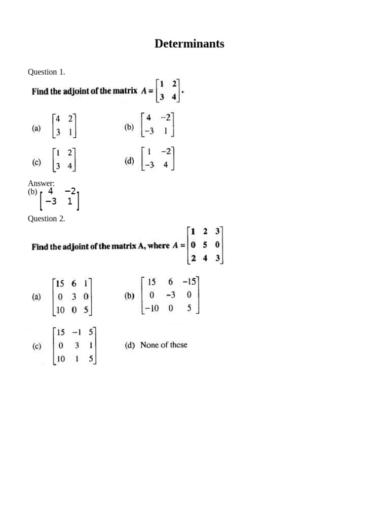 Determinants MCQ 3 | PDF | Determinant | Mathematical Analysis