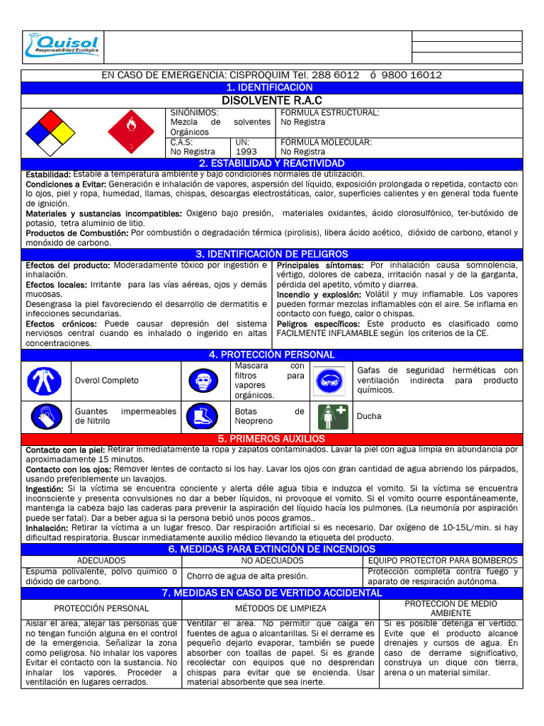 Te Disolvente R.A.C | PDF | Solvente | Combustión