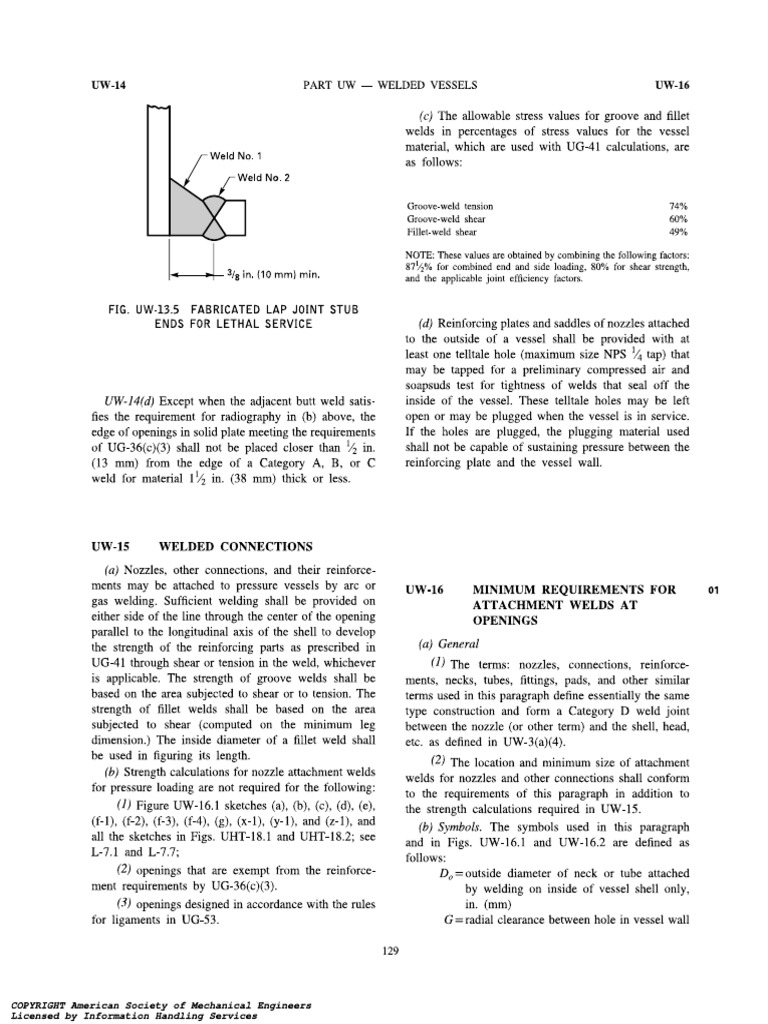 Anexo 1 Estracto Uw 16 Asme Seccion Viii Div i | PDF