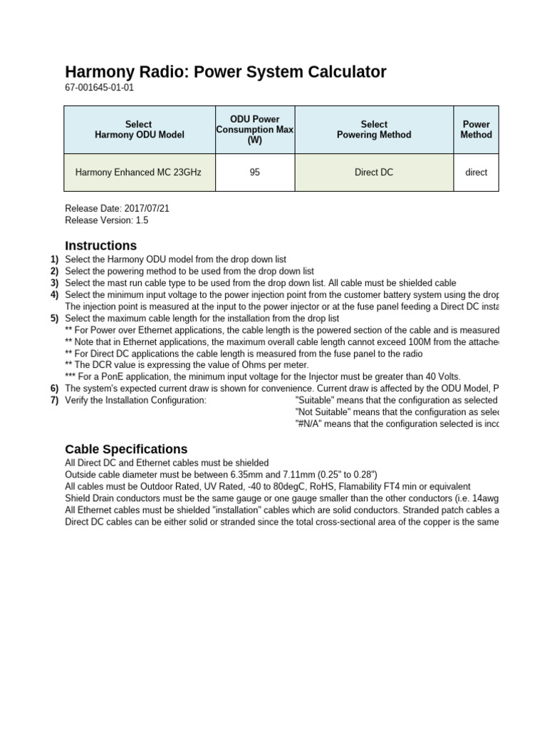Harmony System Power Calculator 1.5 | PDF | Electrical Engineering ...
