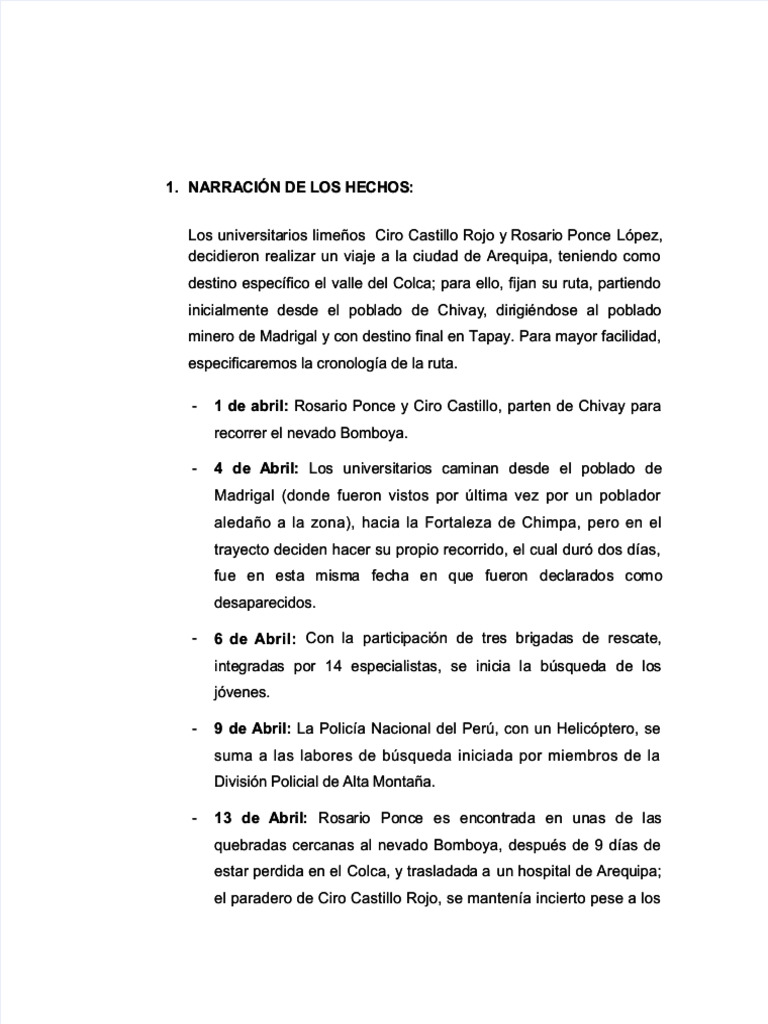 Desaparición de Ciro Castillo Rojo en Colca | PDF | Ley común | Derecho ...