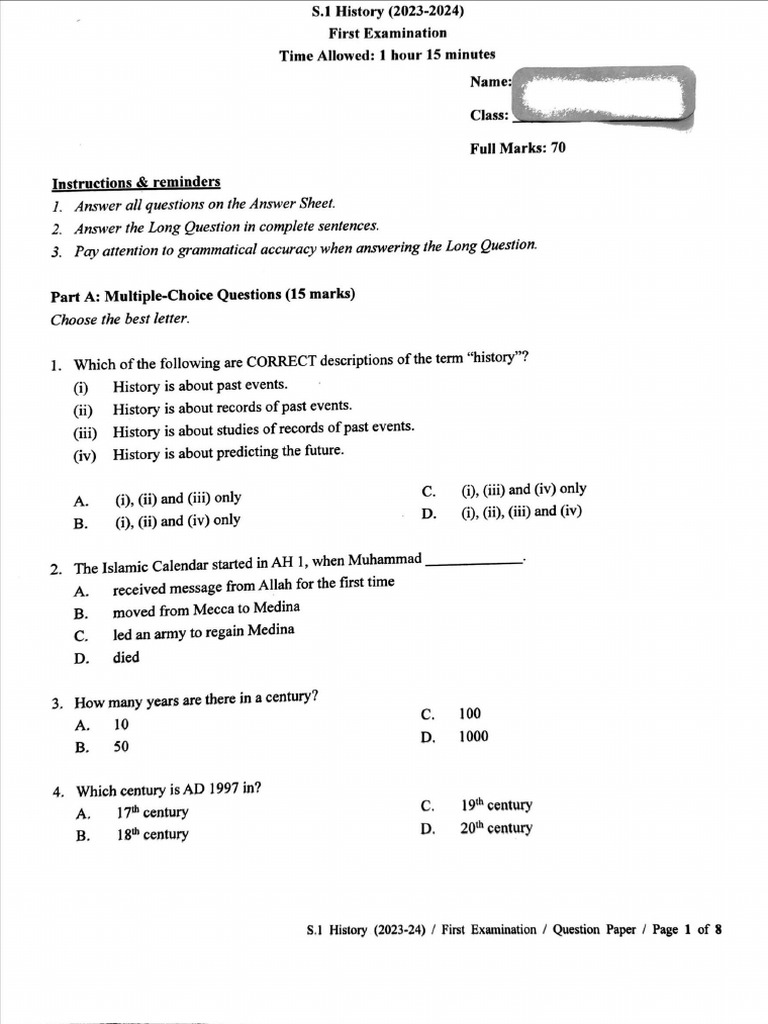 S1 History 1st Term | PDF