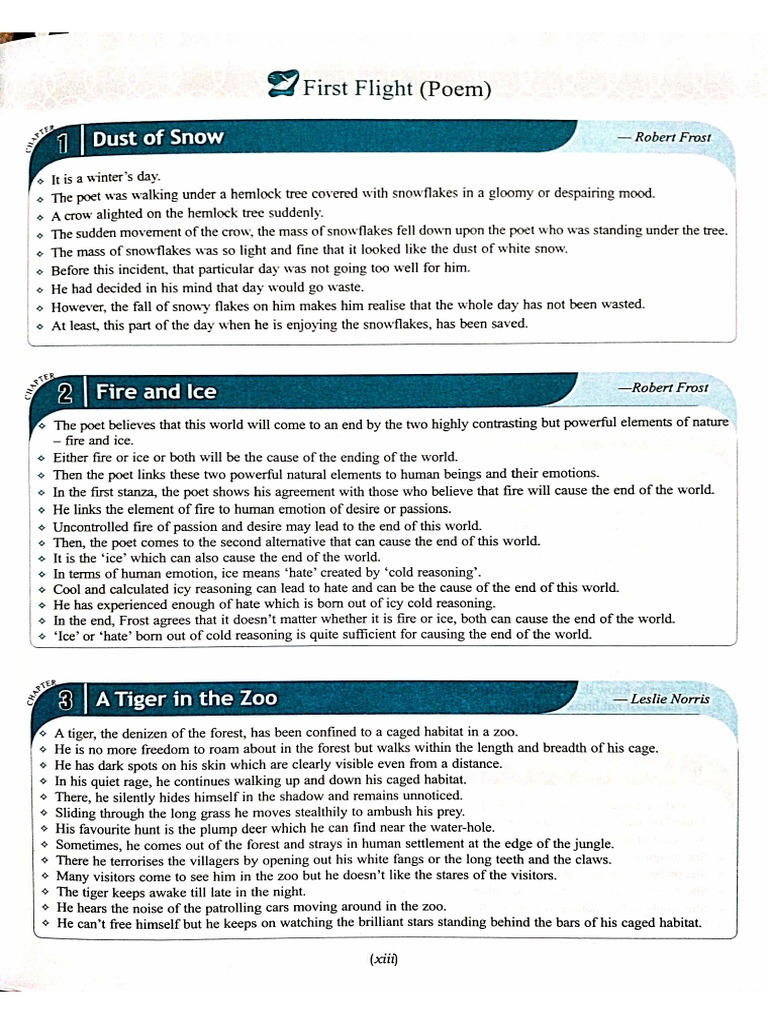 English First Flight (Poetry) - (Revision Notes) | PDF