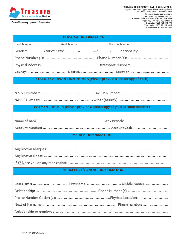 TCL Updated Bio Data 2024 | PDF
