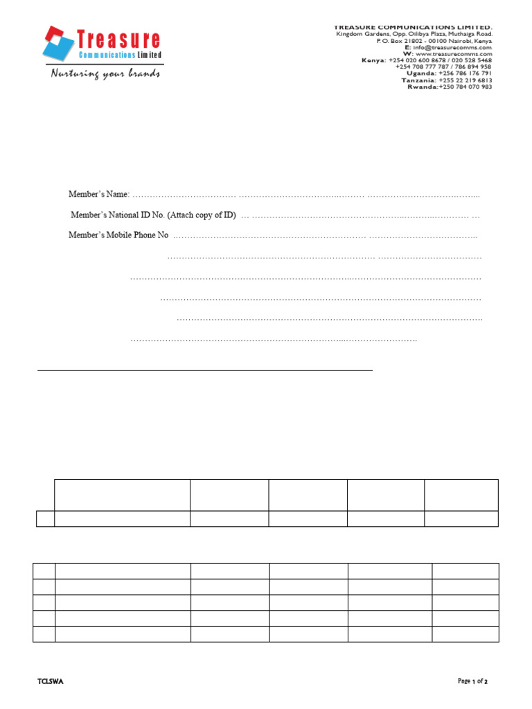 Staff Welfare Member Registration Form | PDF