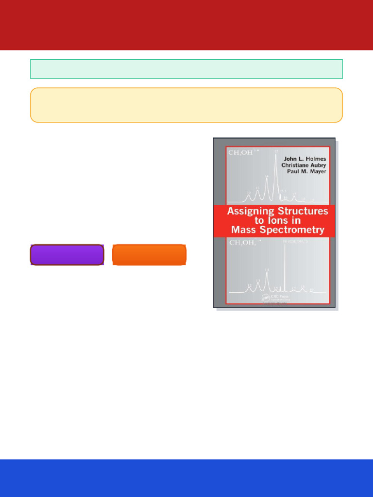 Assigning Structures To Ions in Mass Spectrometry 1st Edition John L ...