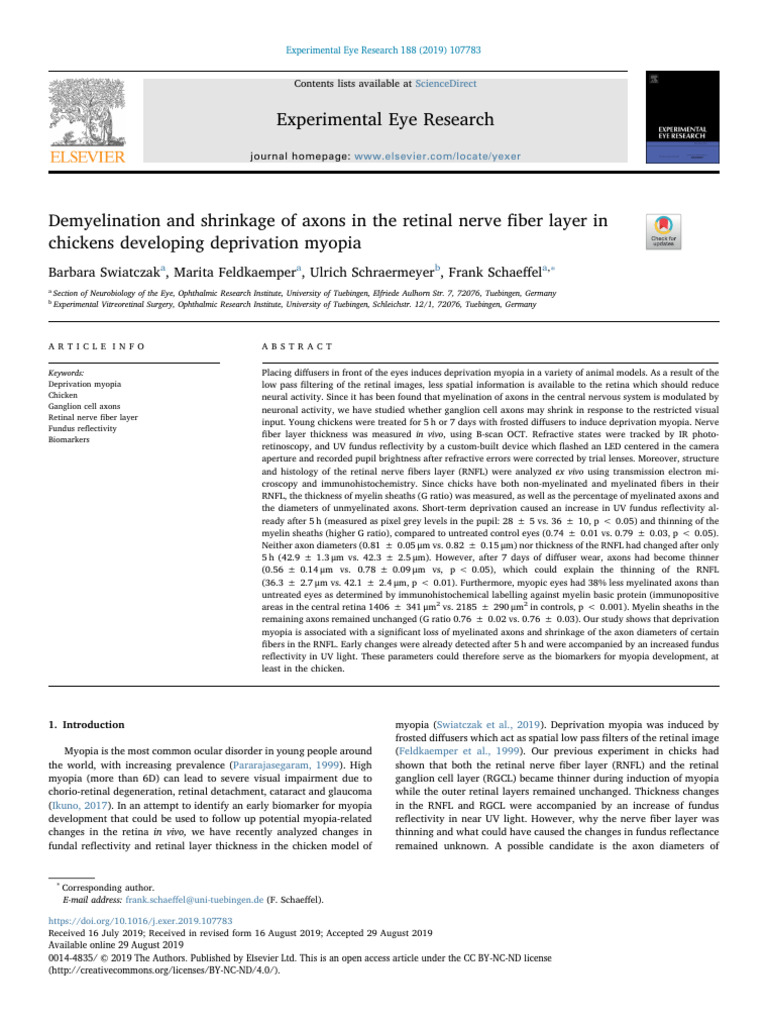 Demyelination in Chickens' Retinal Axons | PDF | Axon | Retina