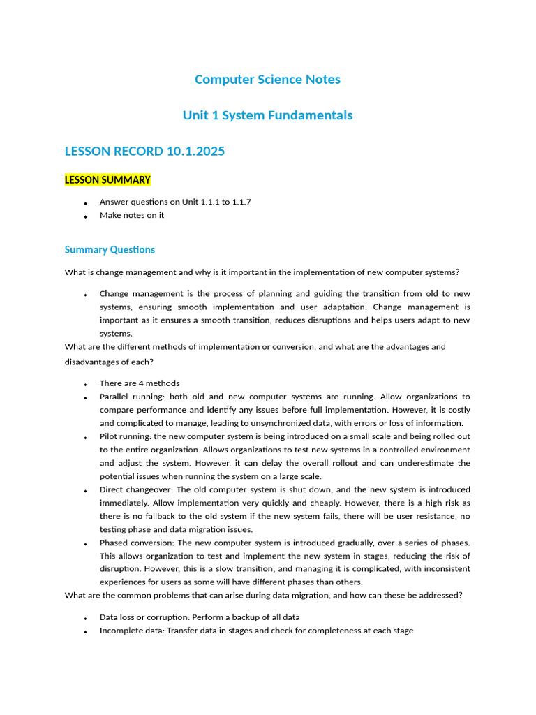 Computer Science Notes Unit 1 | PDF | Security | Computer Security