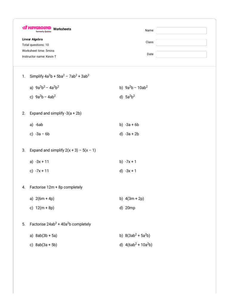 Quizizz - Linear Algebra | PDF