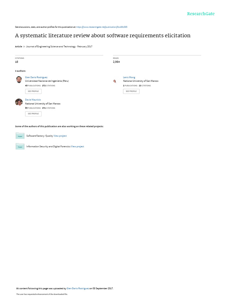 Software Requirements Elicitation Review | PDF | Systematic Review ...