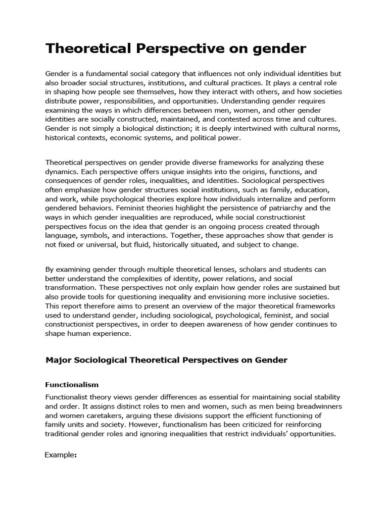 Theoretical Frameworks on Gender Analysis | PDF | Intersectionality ...
