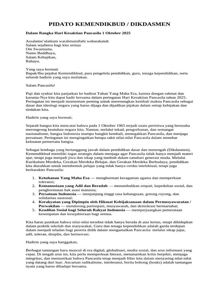 PIDATO KEMENDIKBUD | PDF