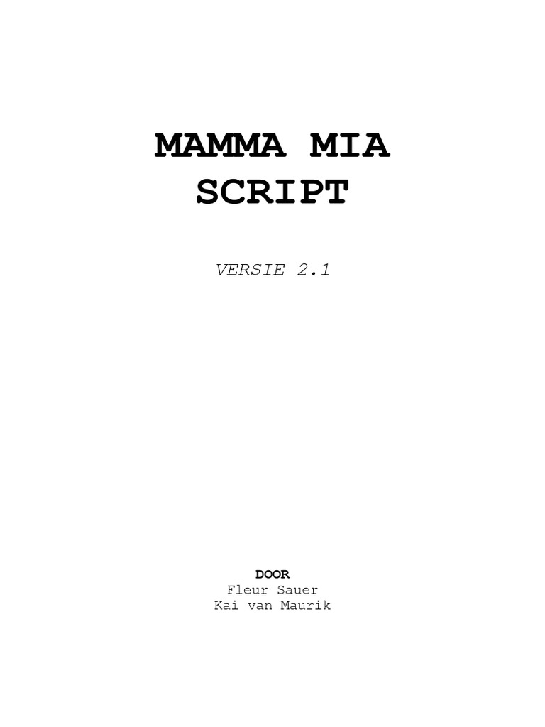 Mamma Mia Versie 2 1 Script | PDF