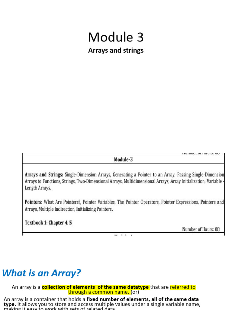 Module 3 Arrays&STrings | PDF | Data Type | Integer (Computer Science)