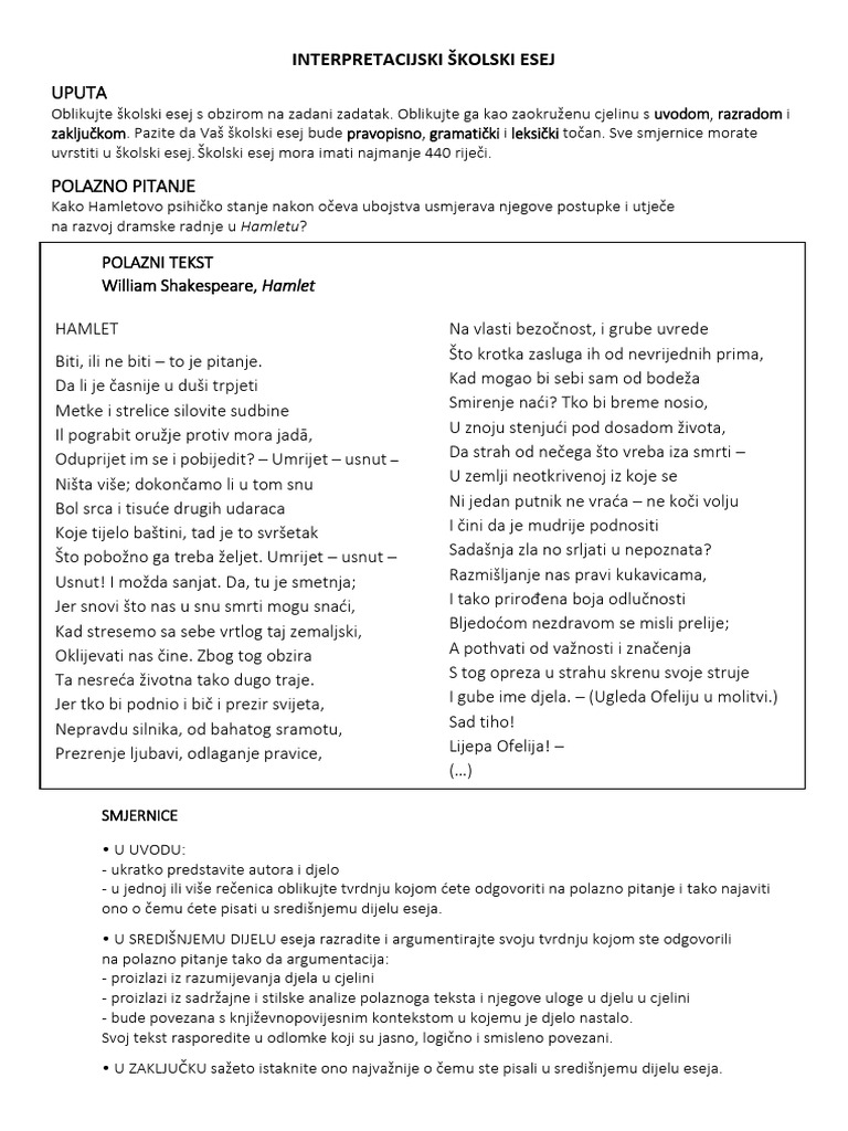 N INT esej - Shakespeare, Hamlet | PDF