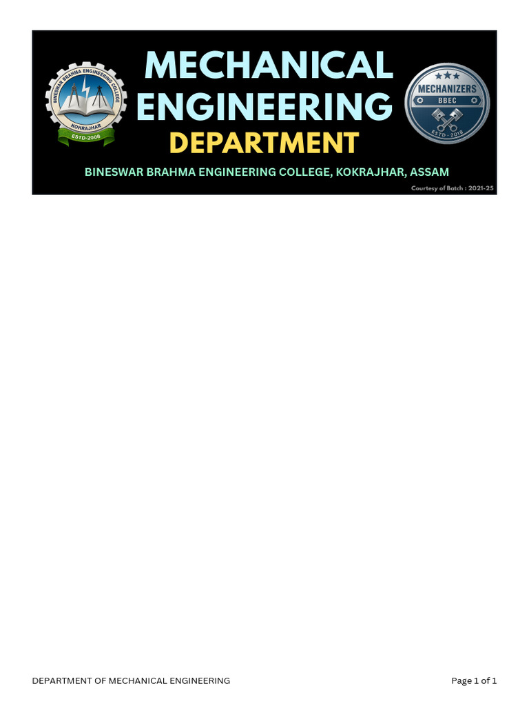 Department of Mechanical Engineering | PDF