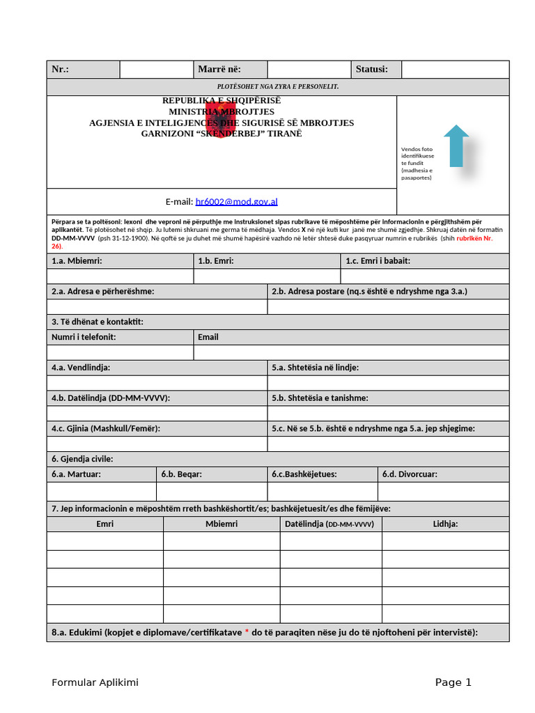 Formular Aplikimi Word Aism | PDF