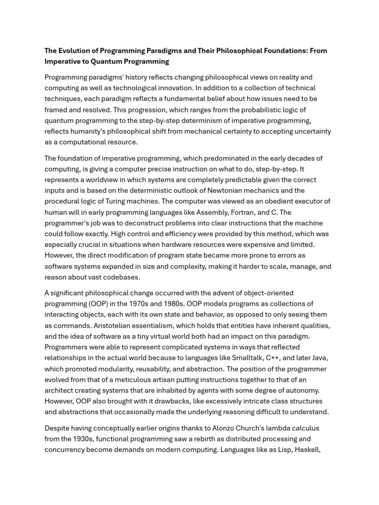 The Evolution of Programming Paradigms and Their Philosophical ...